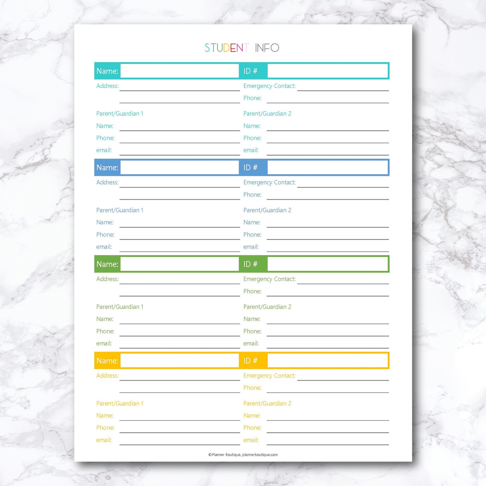 Teacher Planner Printable Student Information Editable PDF | Etsy
