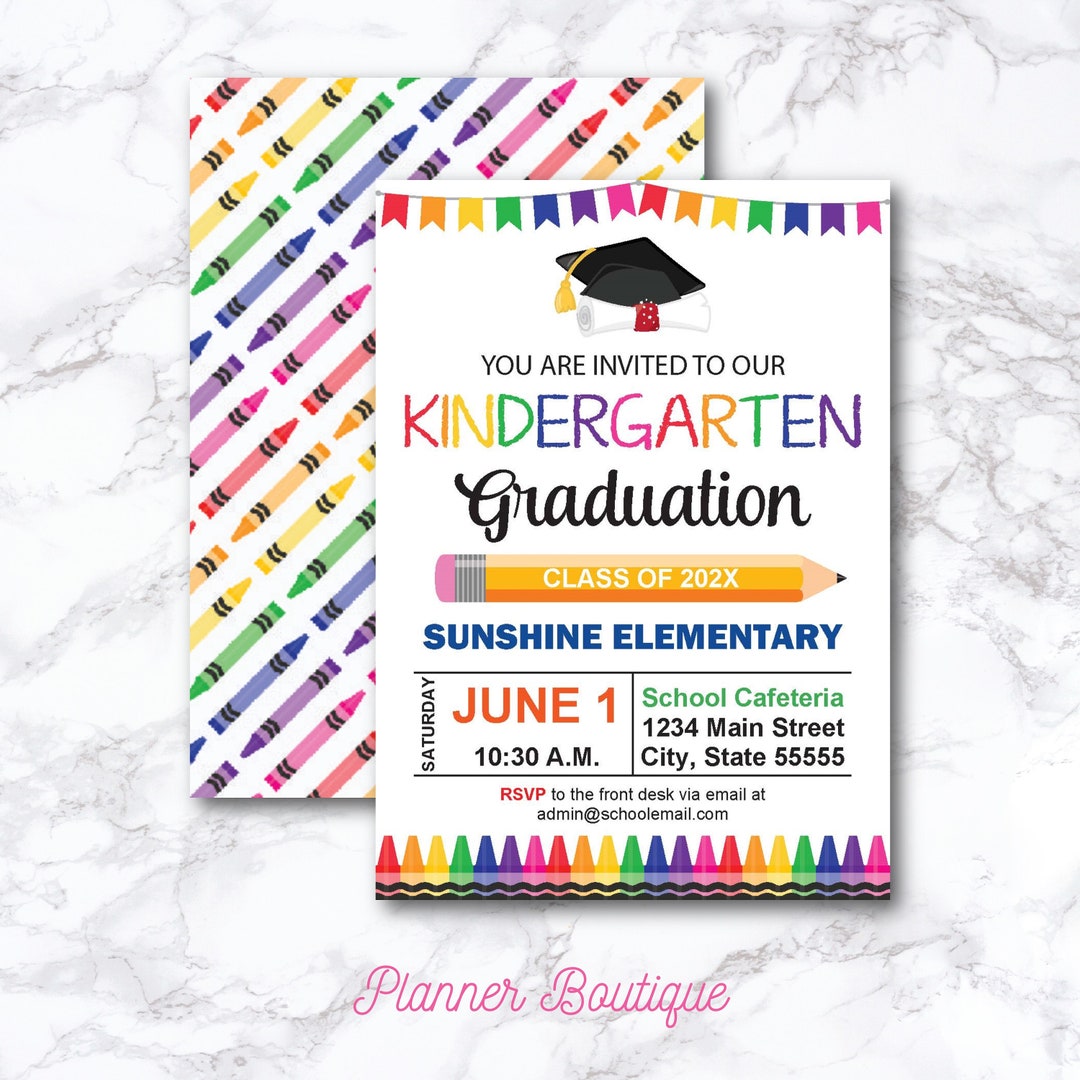 Kindergarten Graduation Invitation Template (digital Download) - Etsy