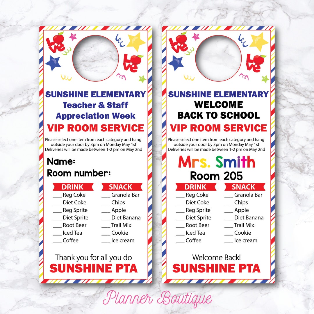 Teacher Appreciation Room Service Door Hanger (digital Download) - Etsy