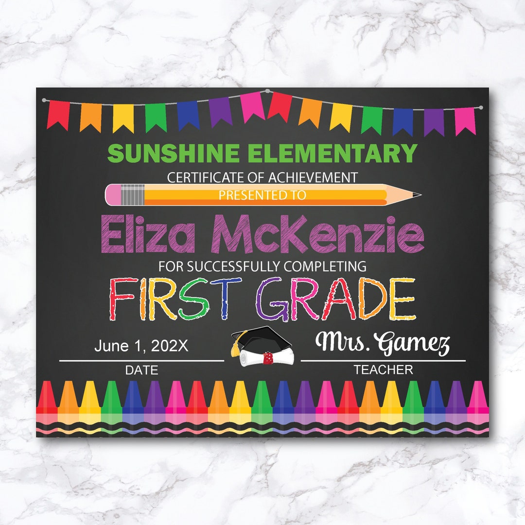 Editable First Grade Diploma 1st Graduation First Grade - Etsy