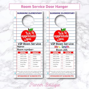 Editable Teacher Room Service Door Hanger Appreciation Week Ideas ...