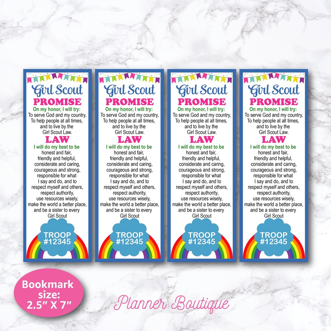 Editable Daisy Scout Bookmark Printable Girl Troop Leader Instant ...