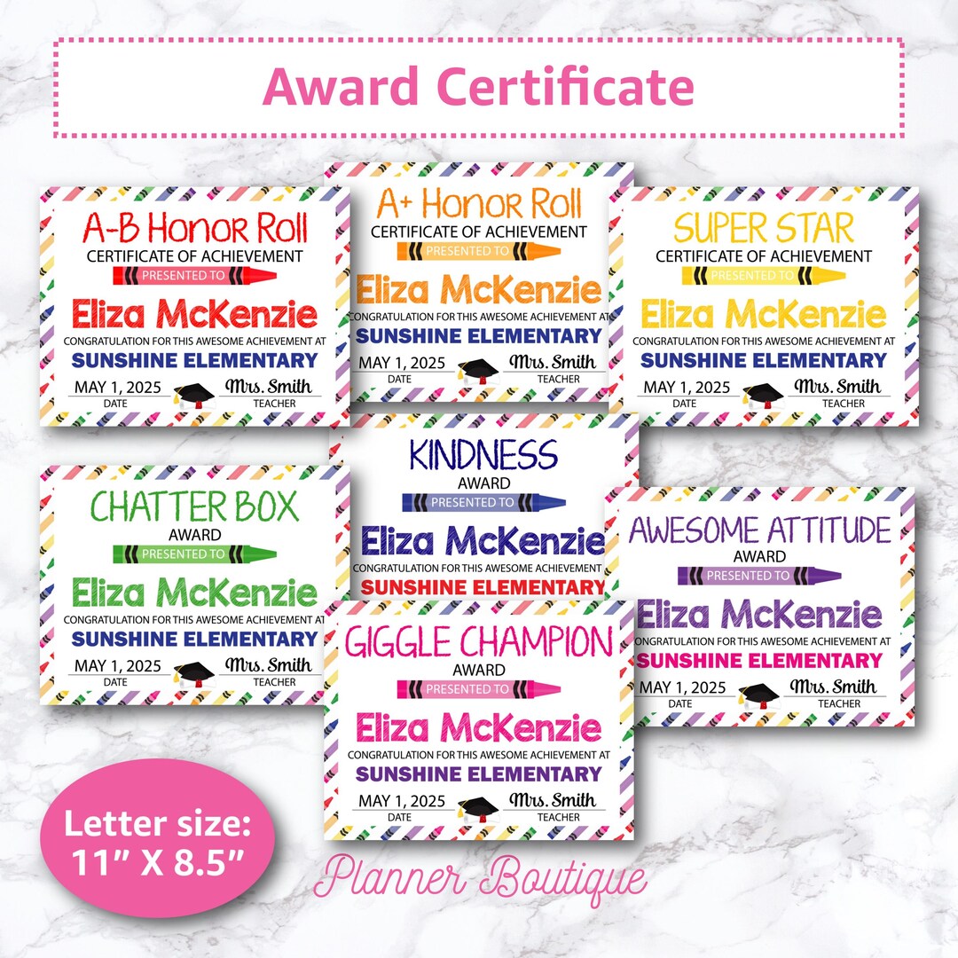 End of Year Award Certificate: Classroom Ceremony (PDF) - Etsy
