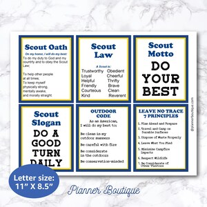 Scout Flashcards Editable Printable Boy Den Leader Instant Download ...