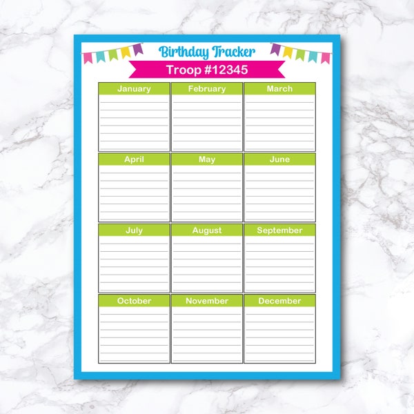 Troop Birthday Calendar - Etsy
