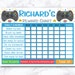 Reward Chart Editable Video Game Reward Chart Chore Chart Behavior ...
