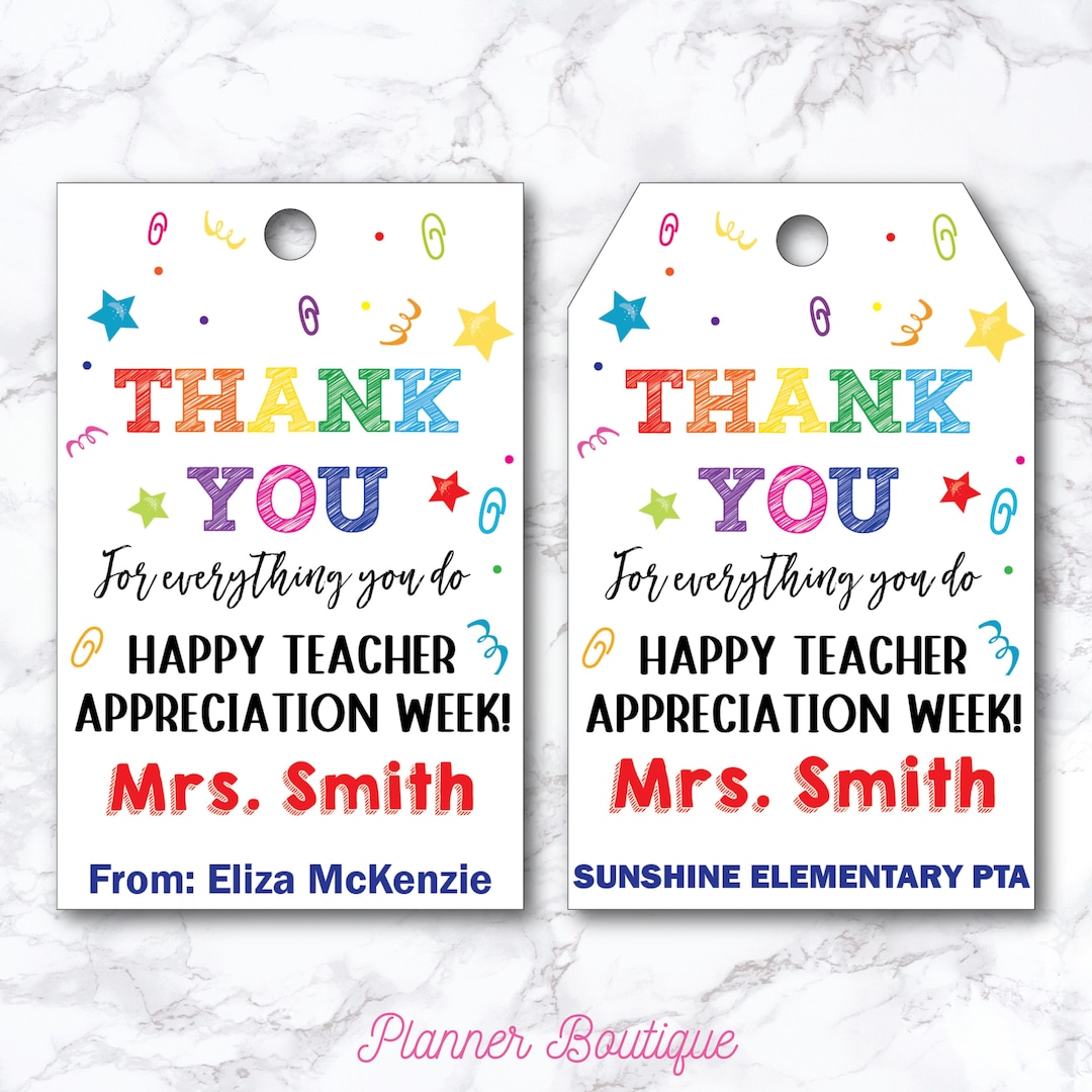 EDITABLE Teacher Appreciation Gift Tag, Staff Appreciation Gift Tag ...