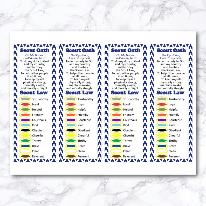 Cub Scout Bookmark Cub Scout Promise and Law Printable Cub - Etsy