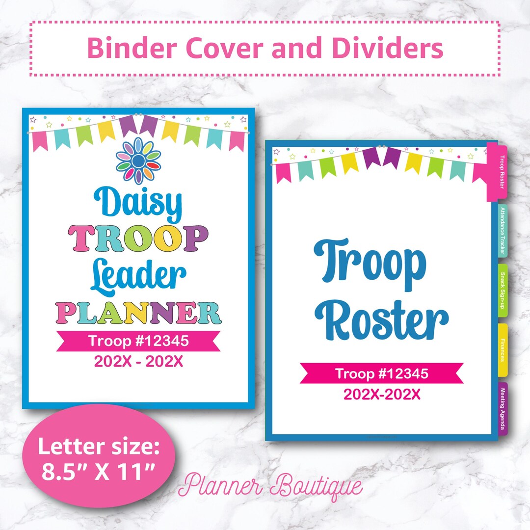 Troop Leader Binder Cover With Dividers and 5 Tabs Daisy Blue Level ...