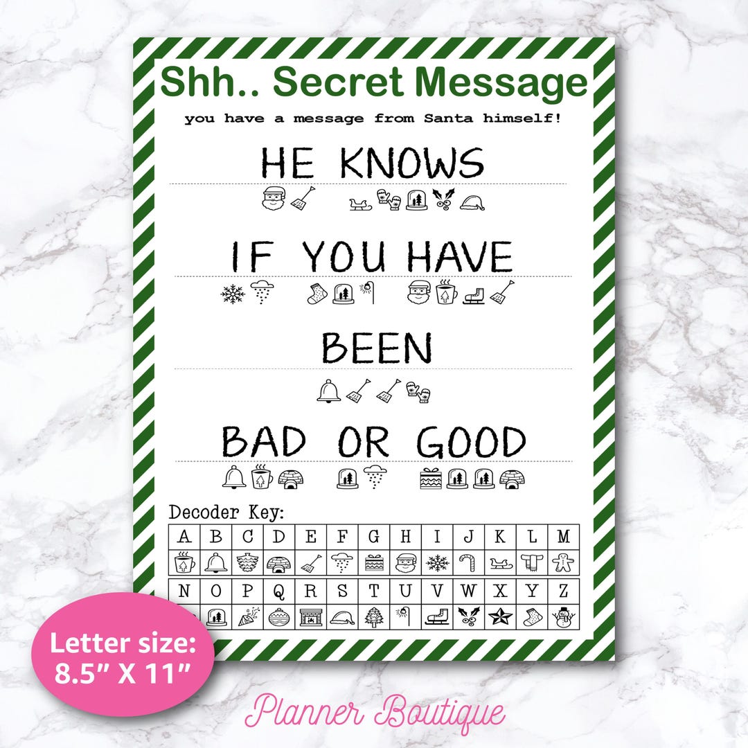 Personalized Santa Secret Message From Elf Decoder Christmas Activity ...
