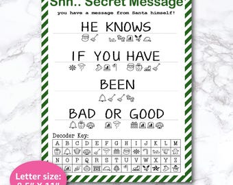 Personalized Editable Printable Secret Message From Santa Christmas ...