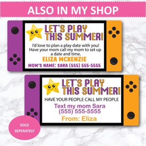 Editable Play Date Calling Card, End of School Cards for Kids, Playdate ...