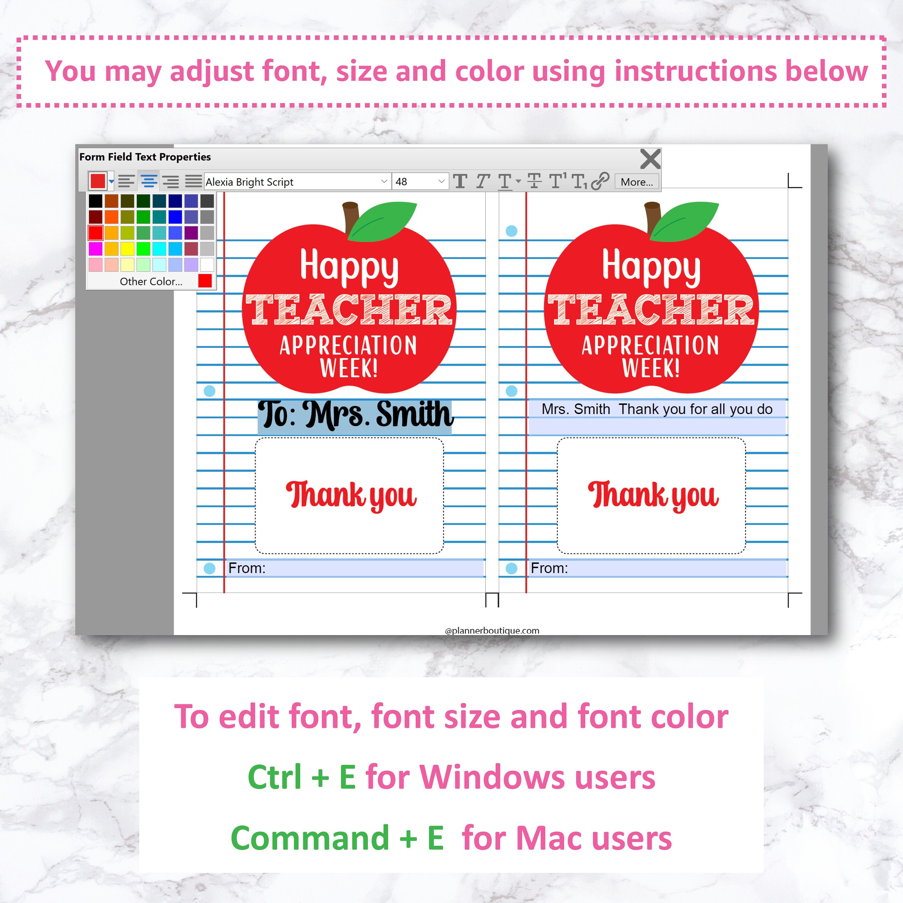 Teacher Appreciation Gift Card Holder: Apple Design (digital Download ...