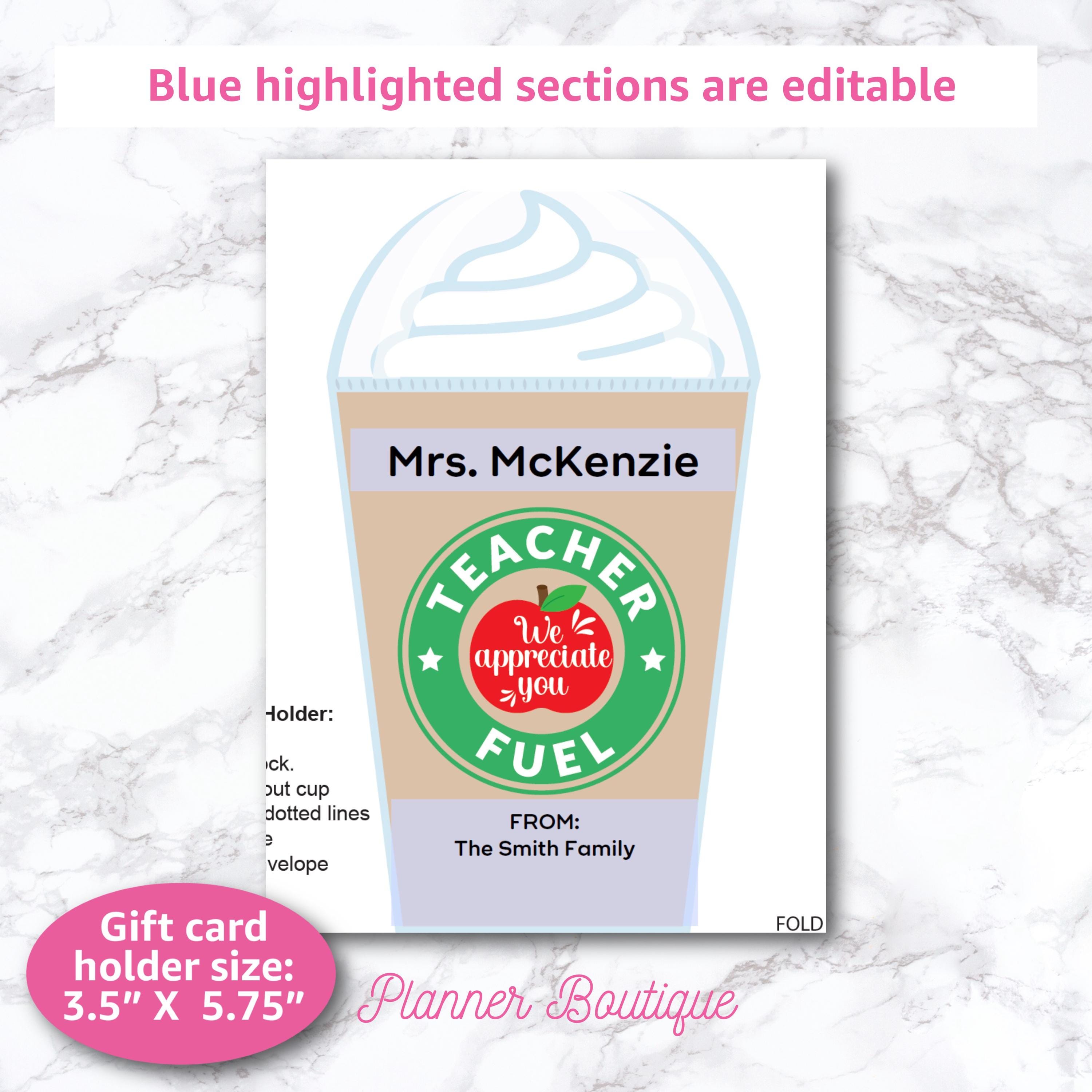 Teacher Appreciation Gift Card Holder: Coffee Cup Design (digital ...