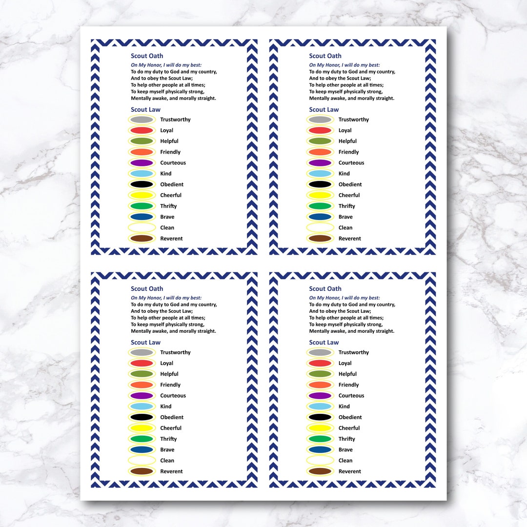 Cub Scout Promise and Law Printable, Cub Scout, Scout Handout, Scout ...