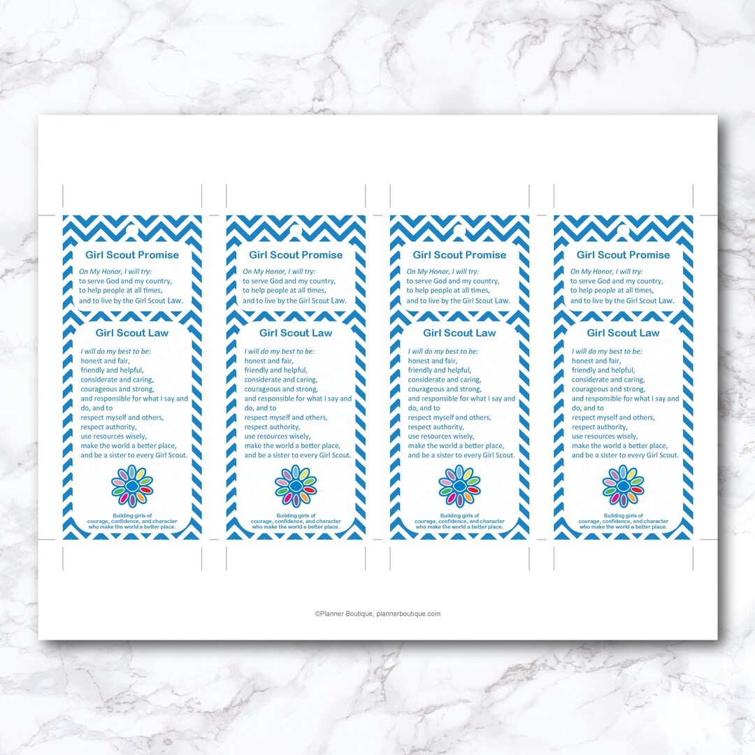 Girl Scout Promise and Law Bookmark Printable Daisy Girl - Etsy