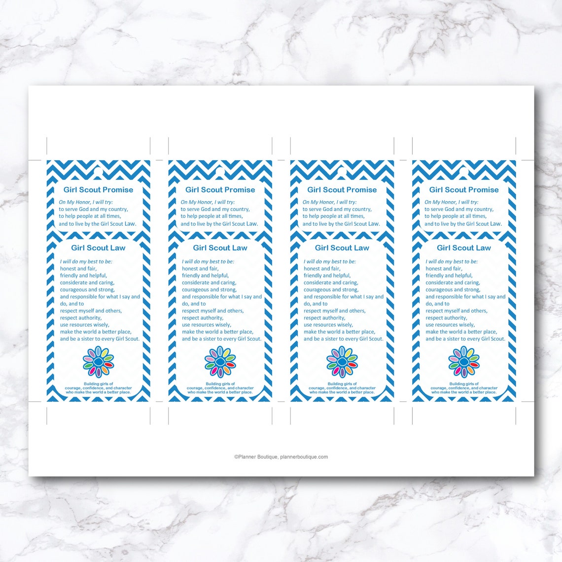 Girl Scout Promise and Law Bookmark Printable Daisy Girl | Etsy