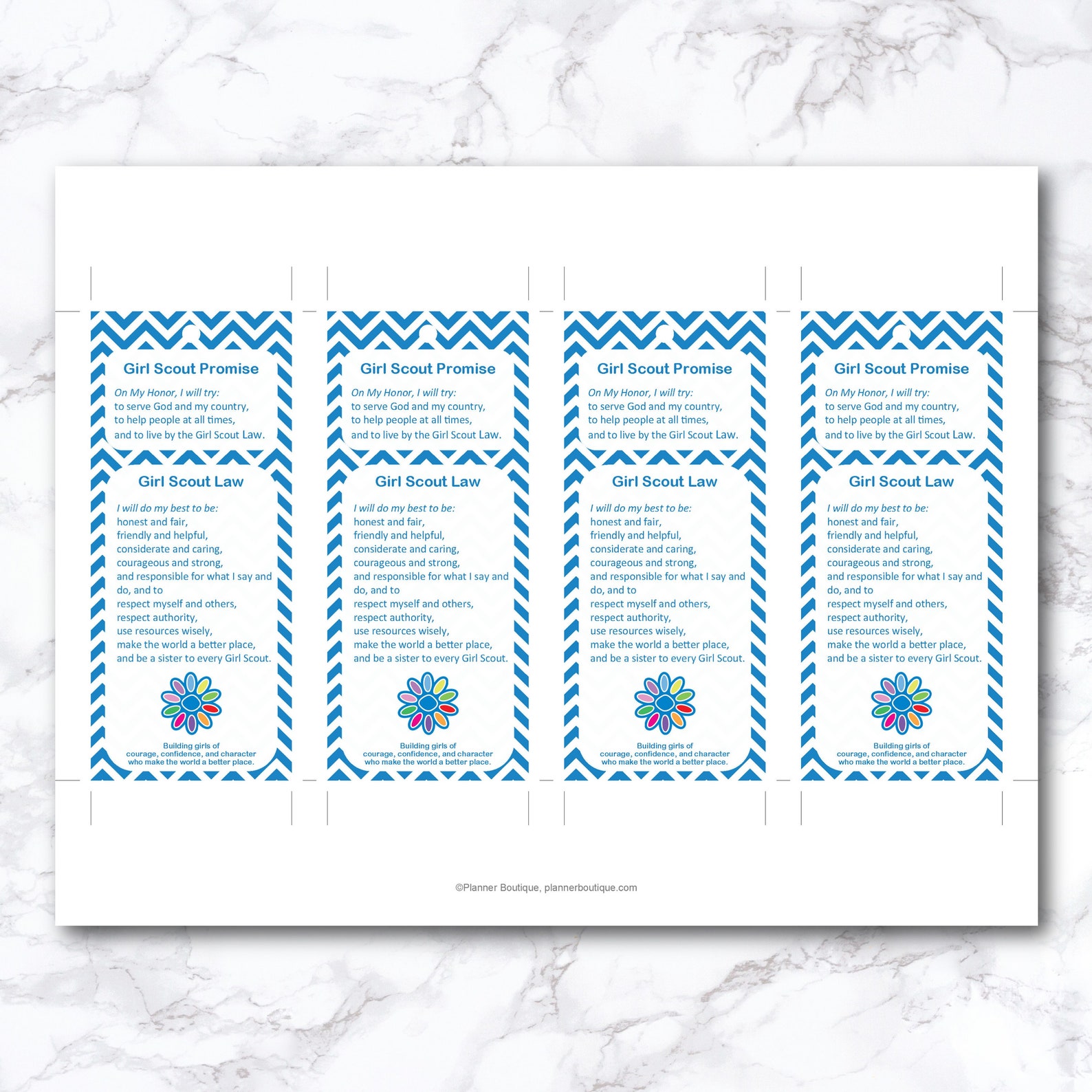 Girl Scout Promise and Law Bookmark Printable Daisy Girl | Etsy