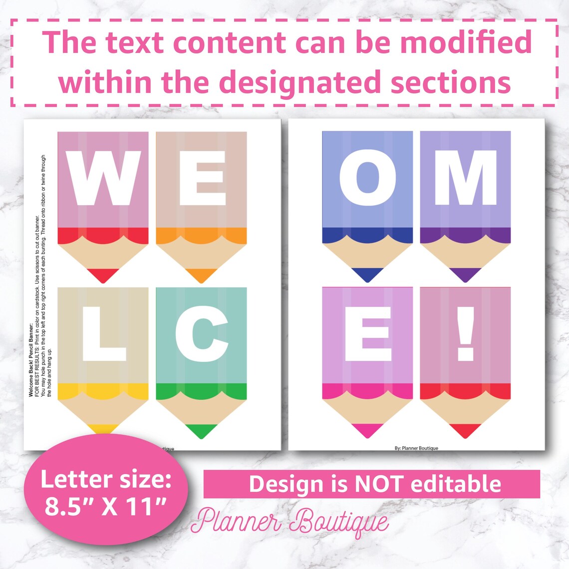 Welcome Back to School Pencil Banner: Classroom Decoration (digital ...