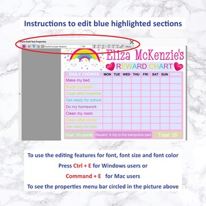 Reward Chart Editable Rainbow Reward Chart Chore Chart Behavior Chart ...