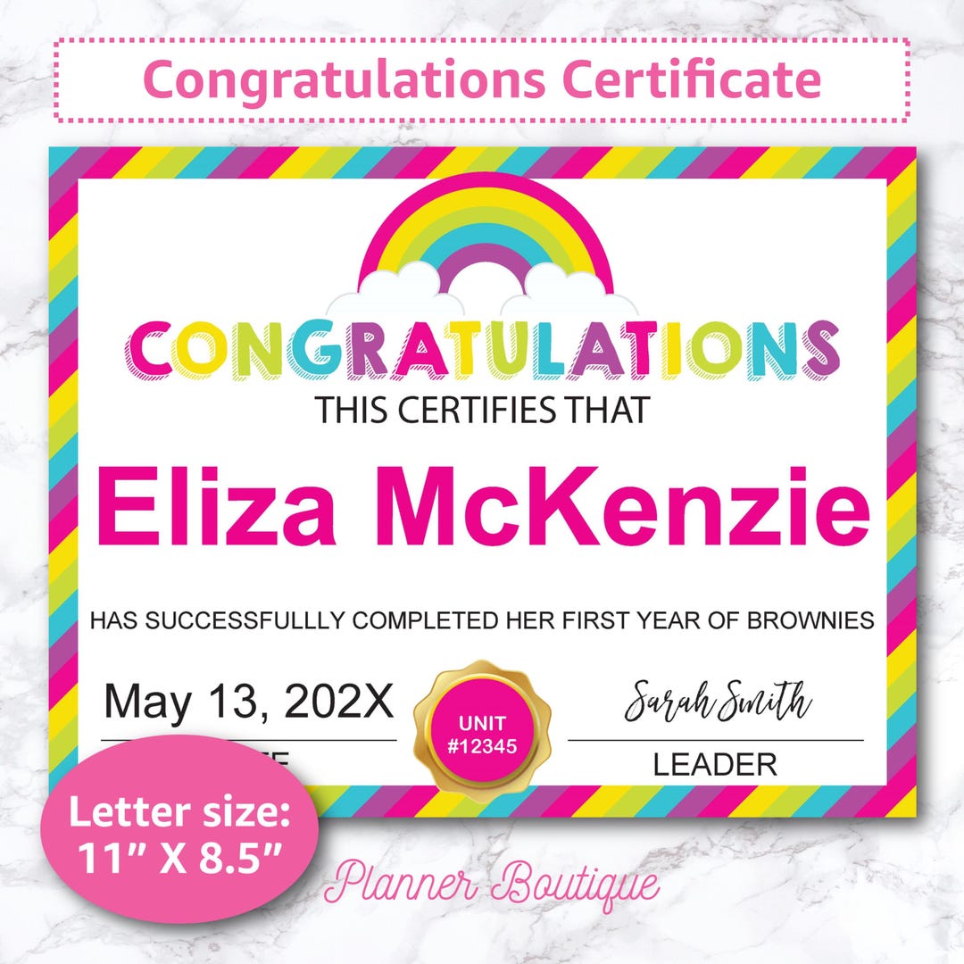 Editable Congratulations Rainbow Certificate for Beginning End of ...