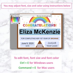 Brownie Scout 1st and 2nd Year Certificate of Completion First Second ...