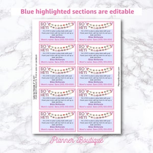 Editable Play Date Calling Card, End of School Cards for Kids, Playdate ...