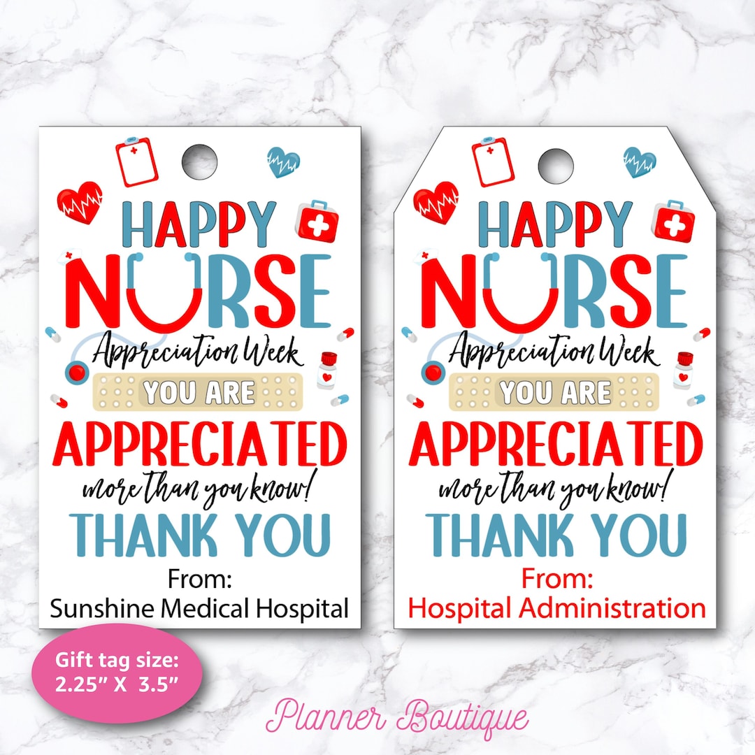 Nurse Appreciation Gift Tags: Personalized Printable (digital Download ...