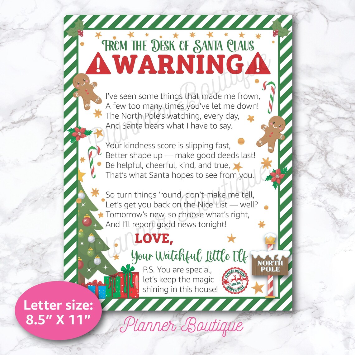 Christmas Elf Warning Letter - Etsy