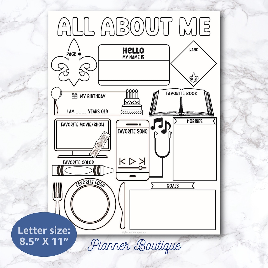 All About Me Introduction Activity Printable for All Ranks Teacher Boys ...