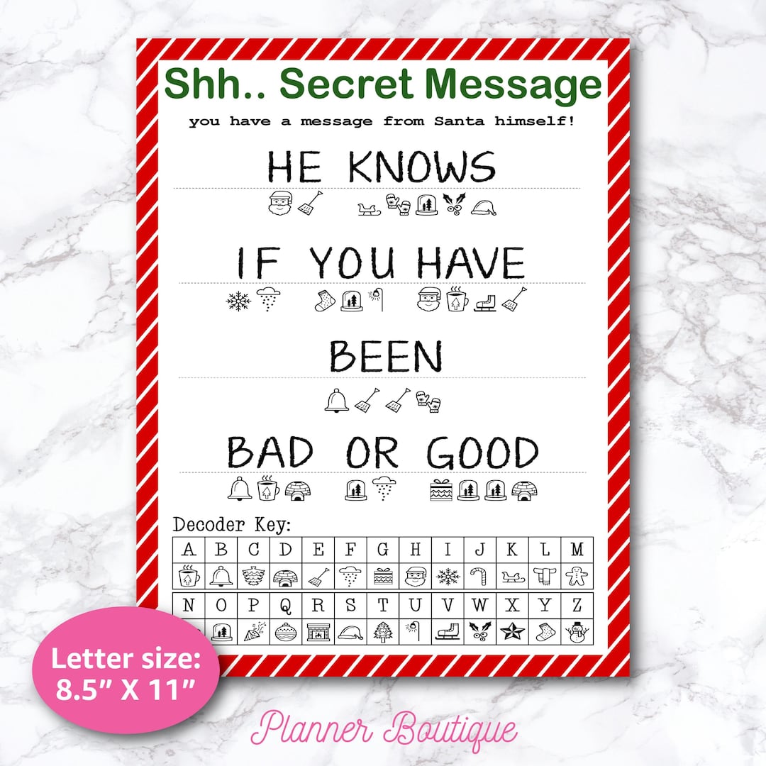 Personalized Santa Secret Message From Elf Decoder Christmas Activity ...