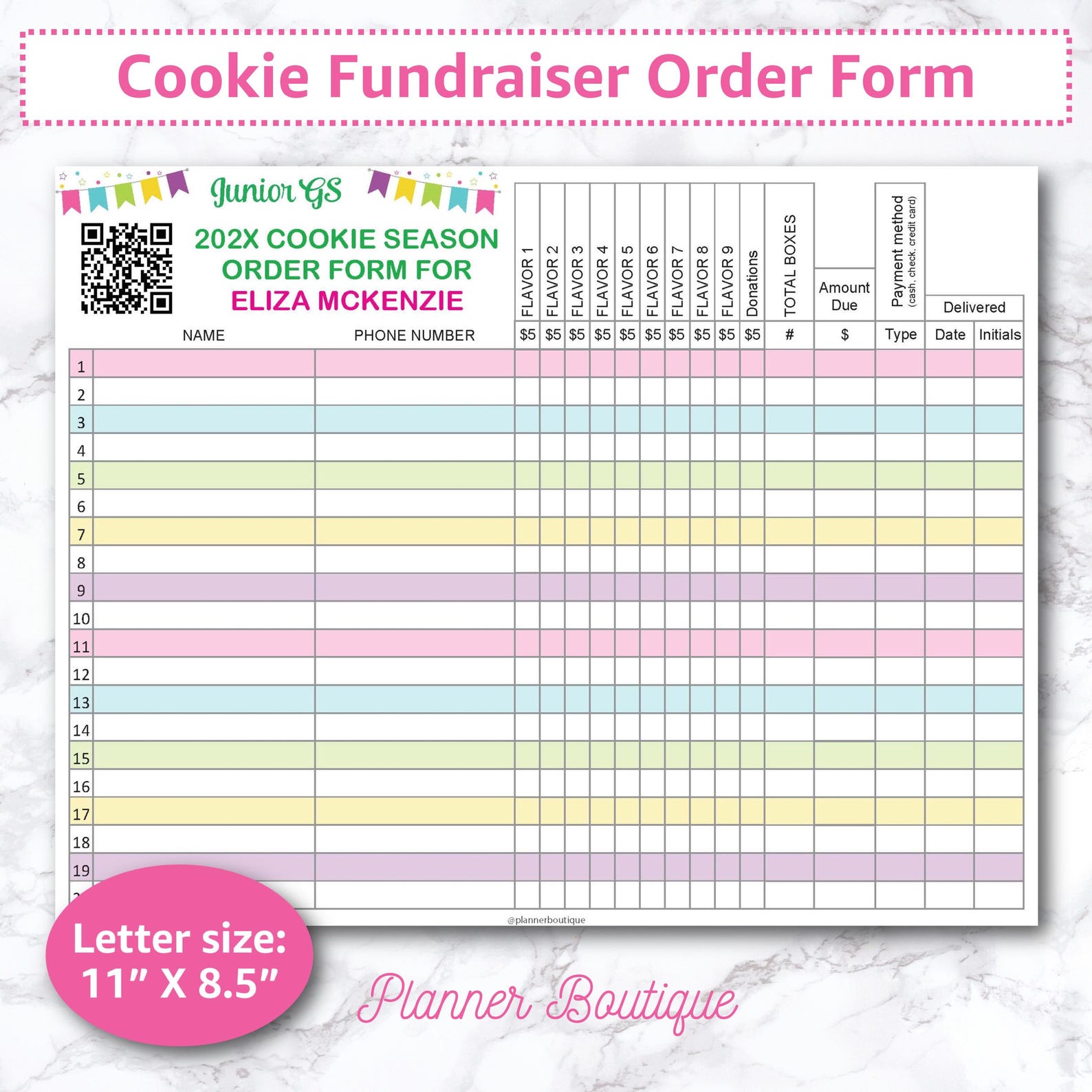 Cookie Fundraiser Order Form With QR Code - Etsy