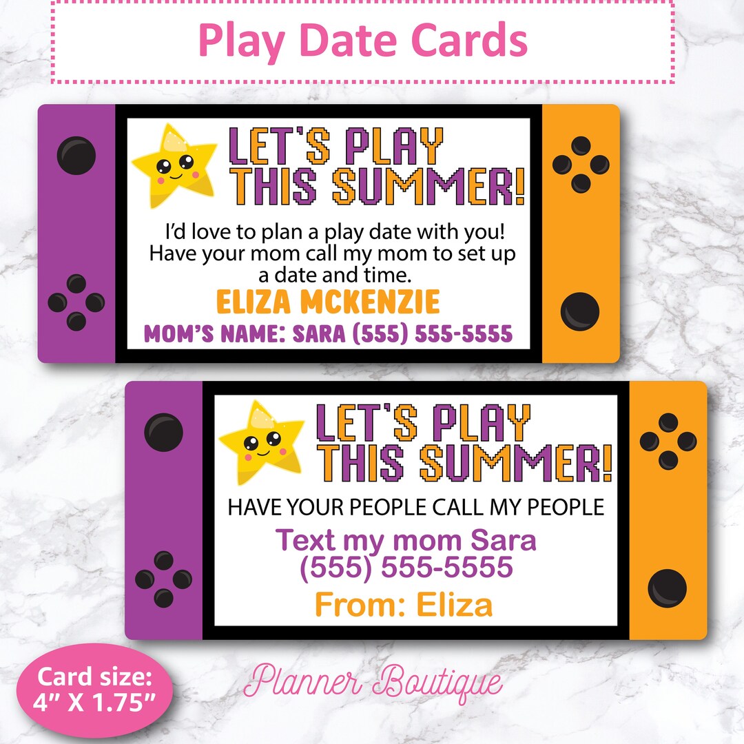 Editable Playdate Calling Card for Kids Printable Summer Play Date ...