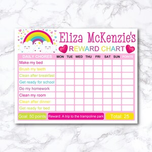 Reward Chart Editable Rainbow Reward Chart Chore Chart Behavior Chart ...