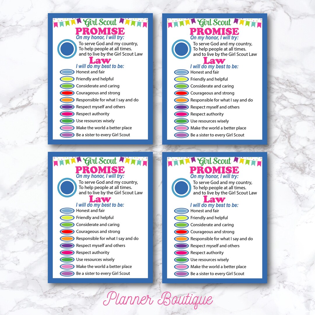 Printable Daisy Petals Girl Promise and Law Daisies Poster Sign Troop ...