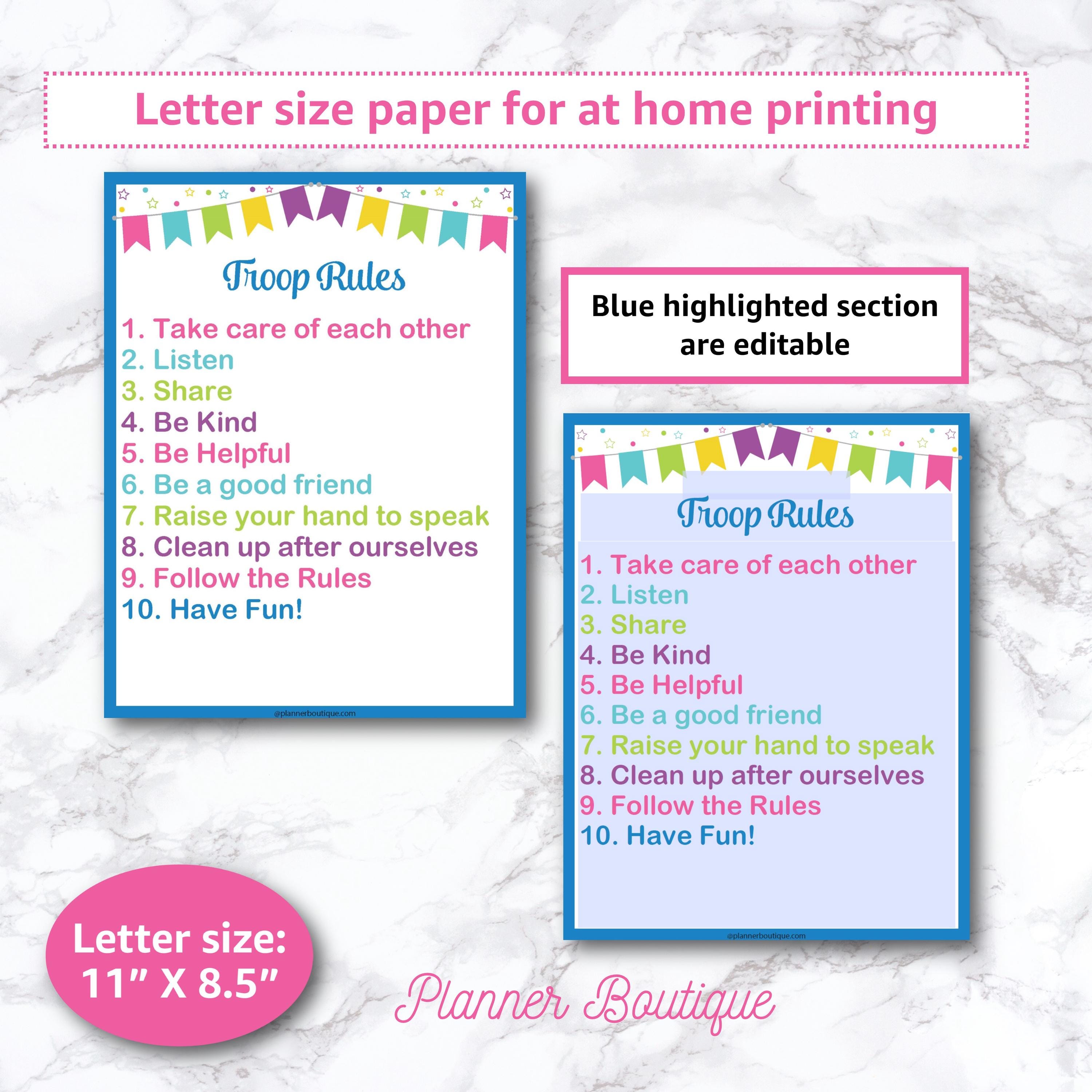 Daisy Kaper Chart: Editable Troop Leader Meeting Display (instant ...