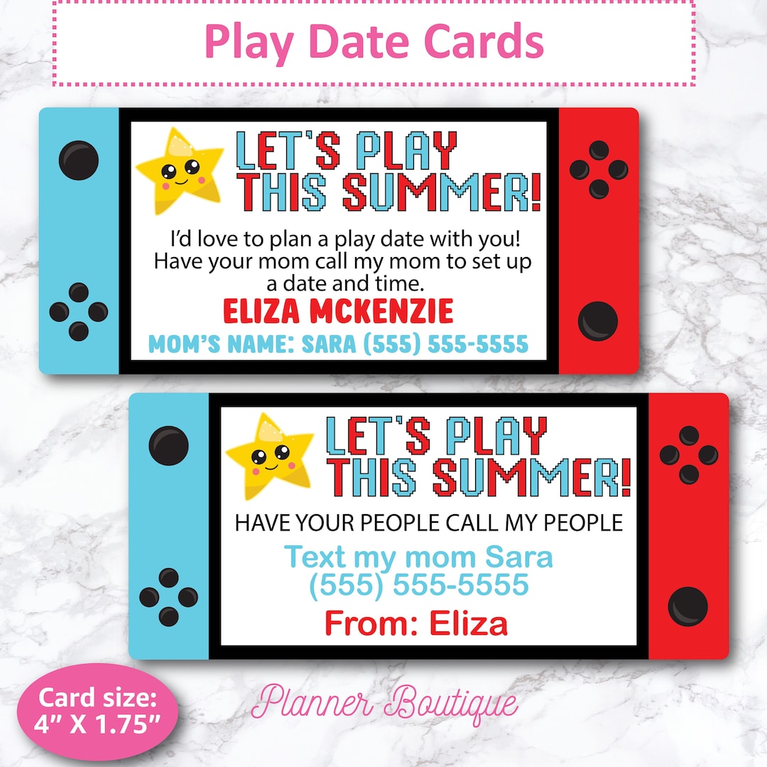 Playdate Calling Card: Kids Summer Contact Info (PDF) - Etsy
