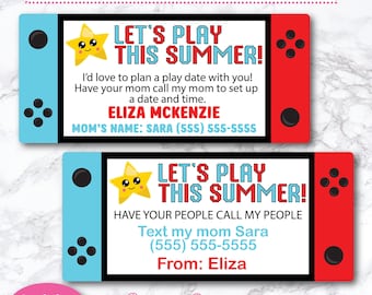 Playdate Kids Business Card, Play Date Calling Card, Let's Play Contact ...