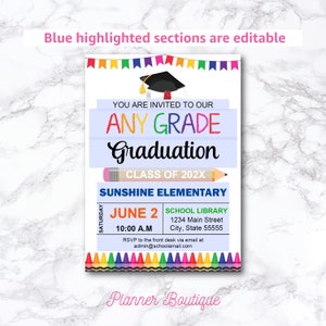 Editable Any Grade Graduation Invitation Promotion Class Ceremony ...