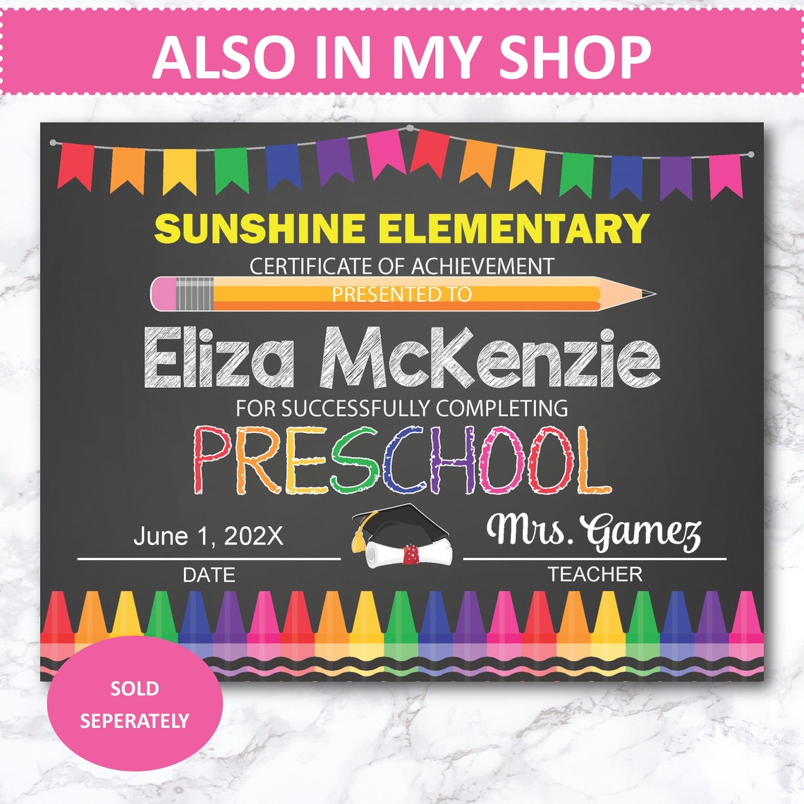 Pre-k Graduation Diploma: Printable School Certificate (PDF) - Etsy