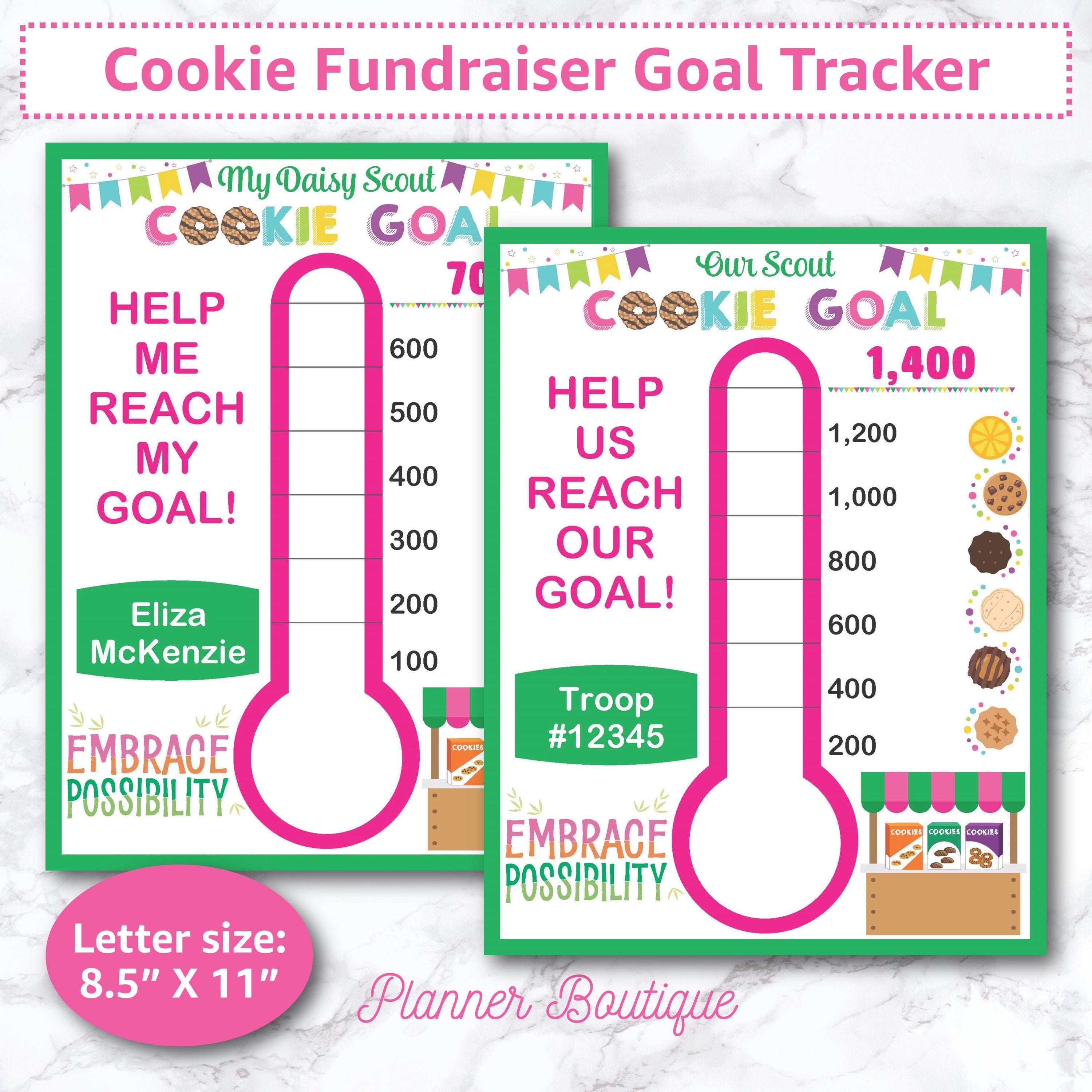 Cookie Fundraiser Goal Setting Tracker Worksheet Booth Fundraising ...