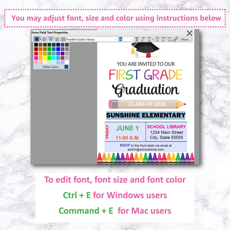 First Grade Graduation Invitation Template (digital Download) - Etsy