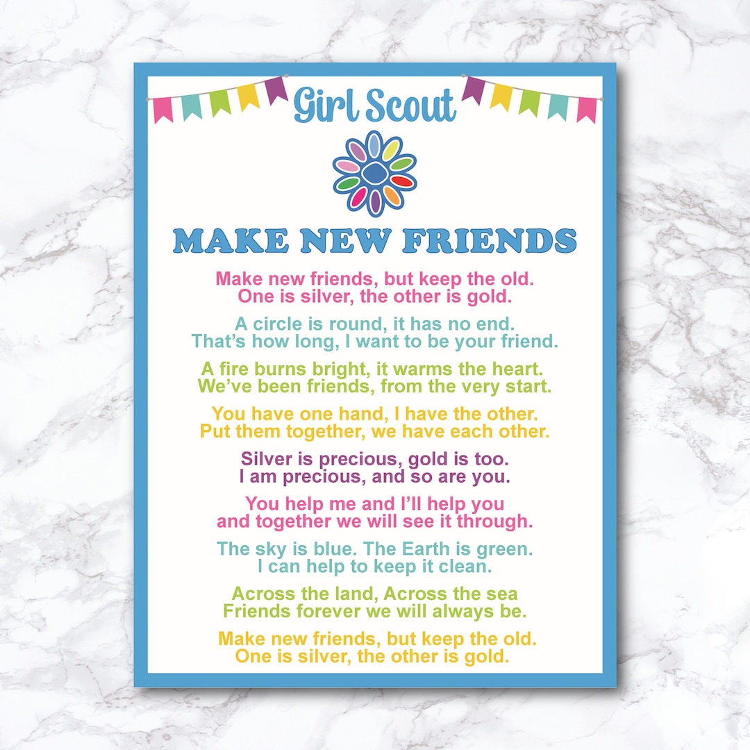 Girl Scout Make New Friends, Song Lyric Poster, Letter Size, Digital ...