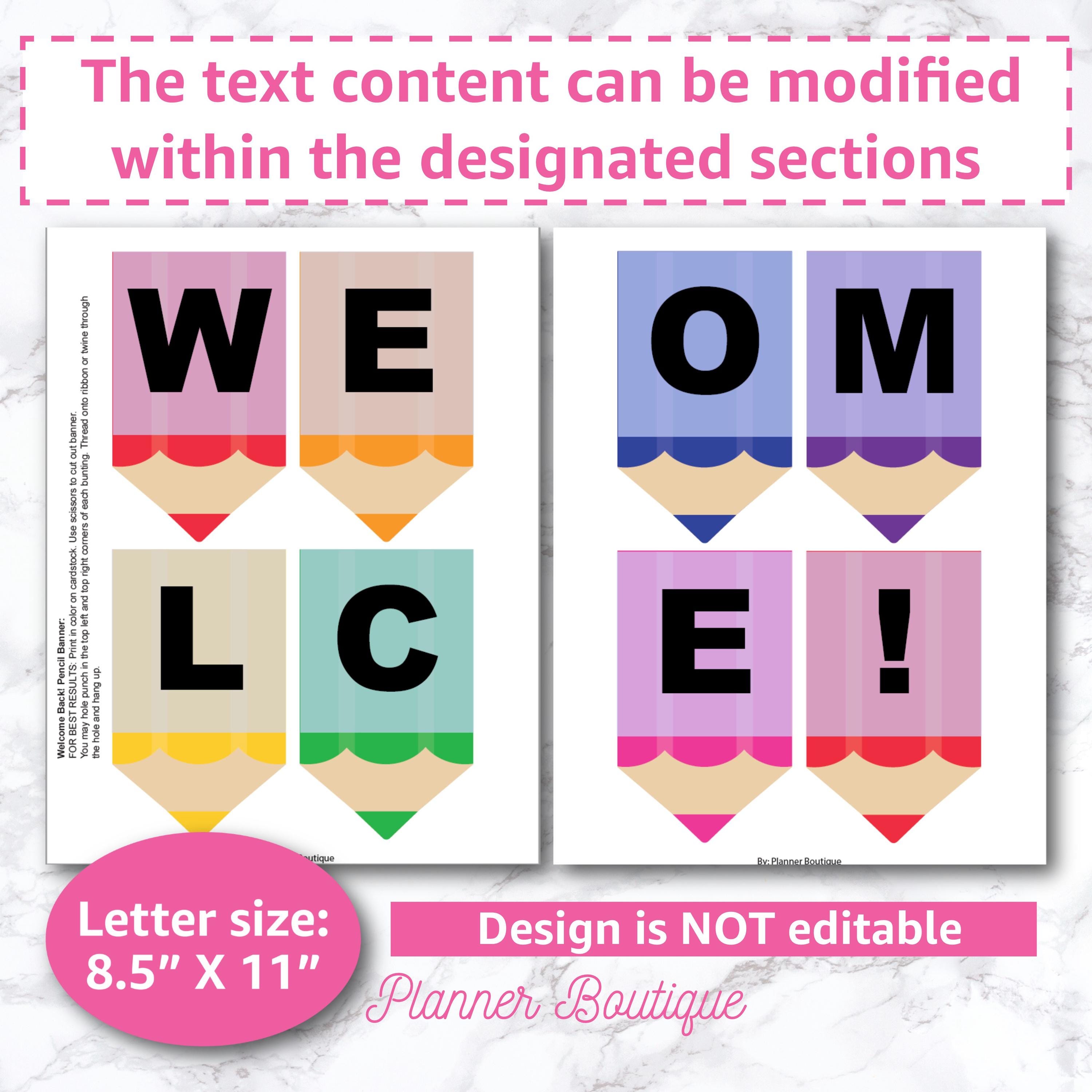 Welcome Back to School Pencil Banner: Classroom Decoration (digital ...