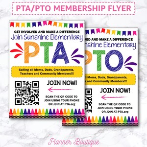 Editable Join PTA PTO Flyer Membership Drive Template With QR Code for ...
