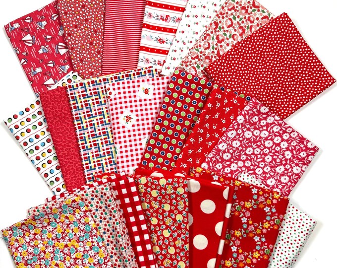 SALE! Red 1930's Fat Quarter Bundle 21 Fqs - Small Prints Reproductions ...