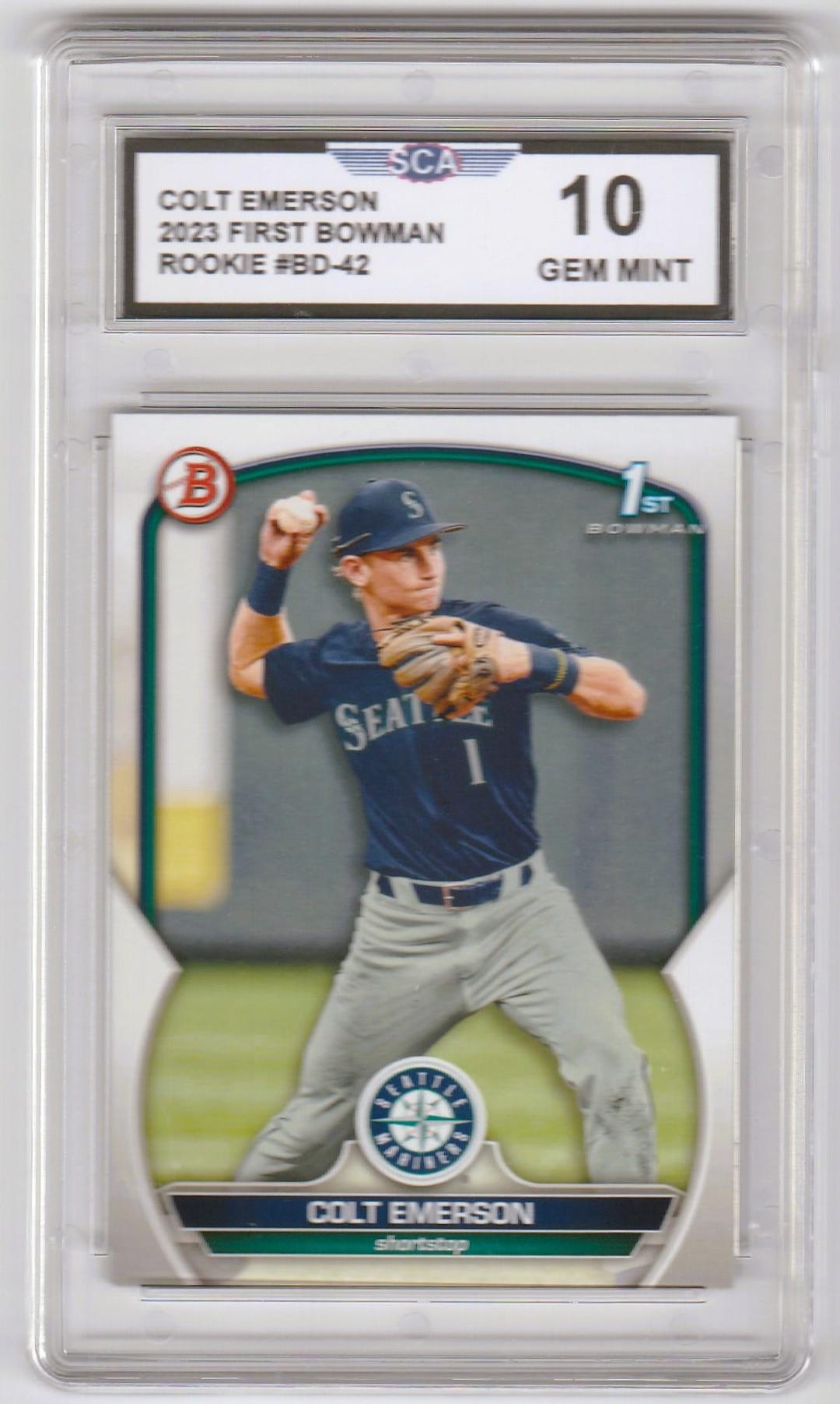 COLT EMERSON 2023 FIRST Bowman Rookie Card Seattle Mariners Shortstop ...