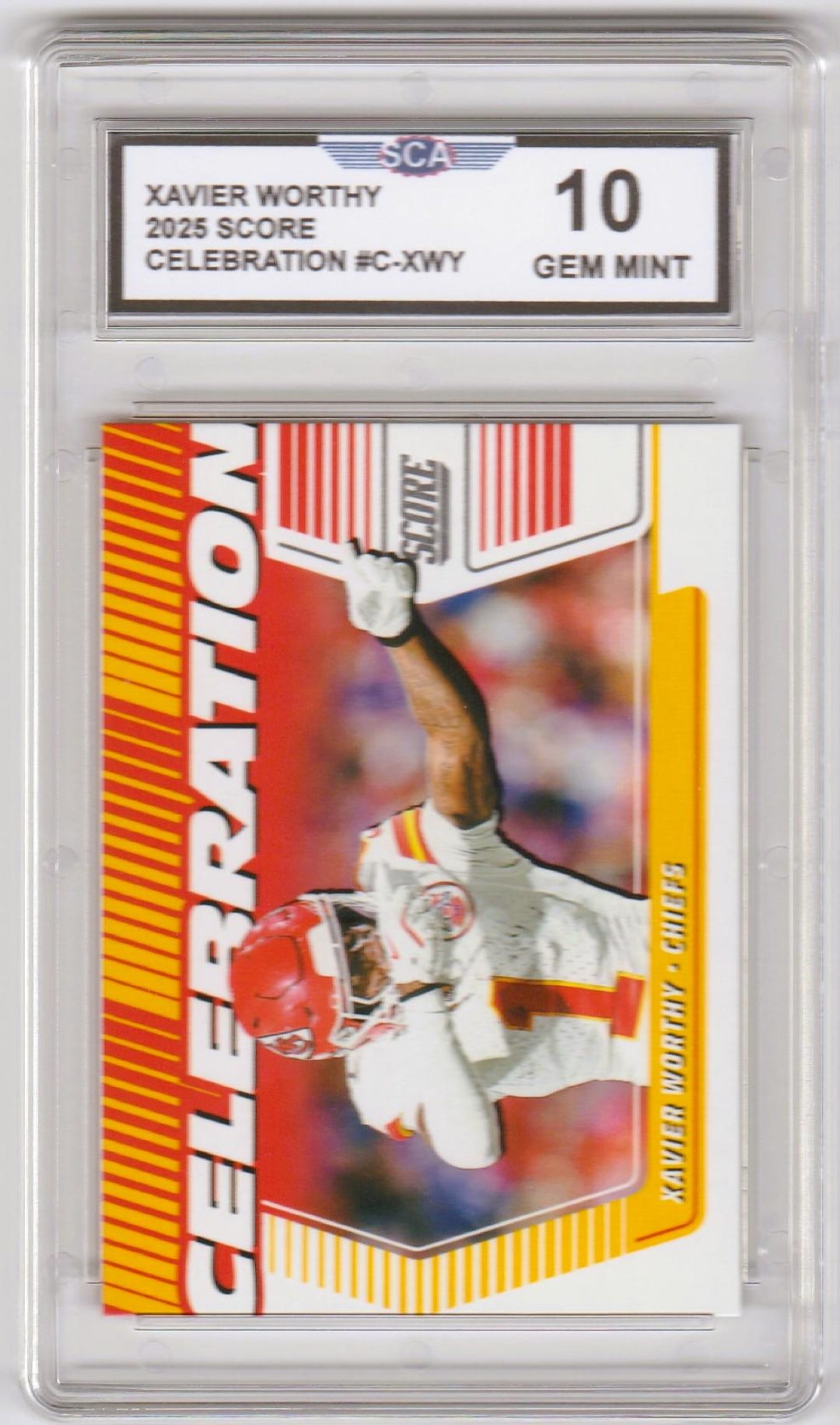 XAVIER WORTHY 2025 SCORE Celebration Card Kansas City Chiefs Wide ...