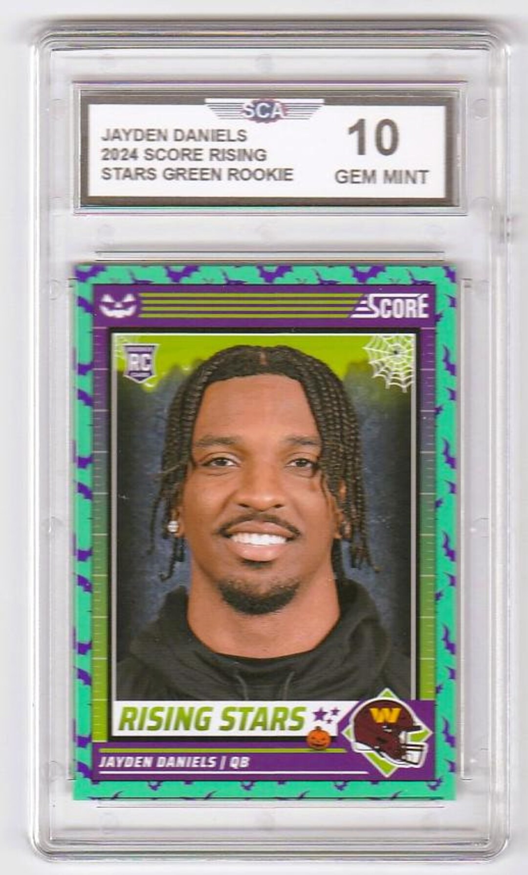 JAYDEN DANIELS 2024 SCORE Rising Stars Green Rookie Card Washington ...