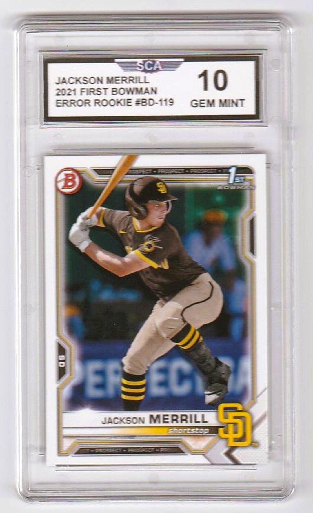 JACKSON MERRILL ERROR 2021 First Bowman Rookie Card San Diego Padres - Etsy